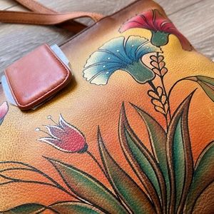 Anuschka | Bags | Nwt Anuschka Hand Painted Brown Leather Handbag ...